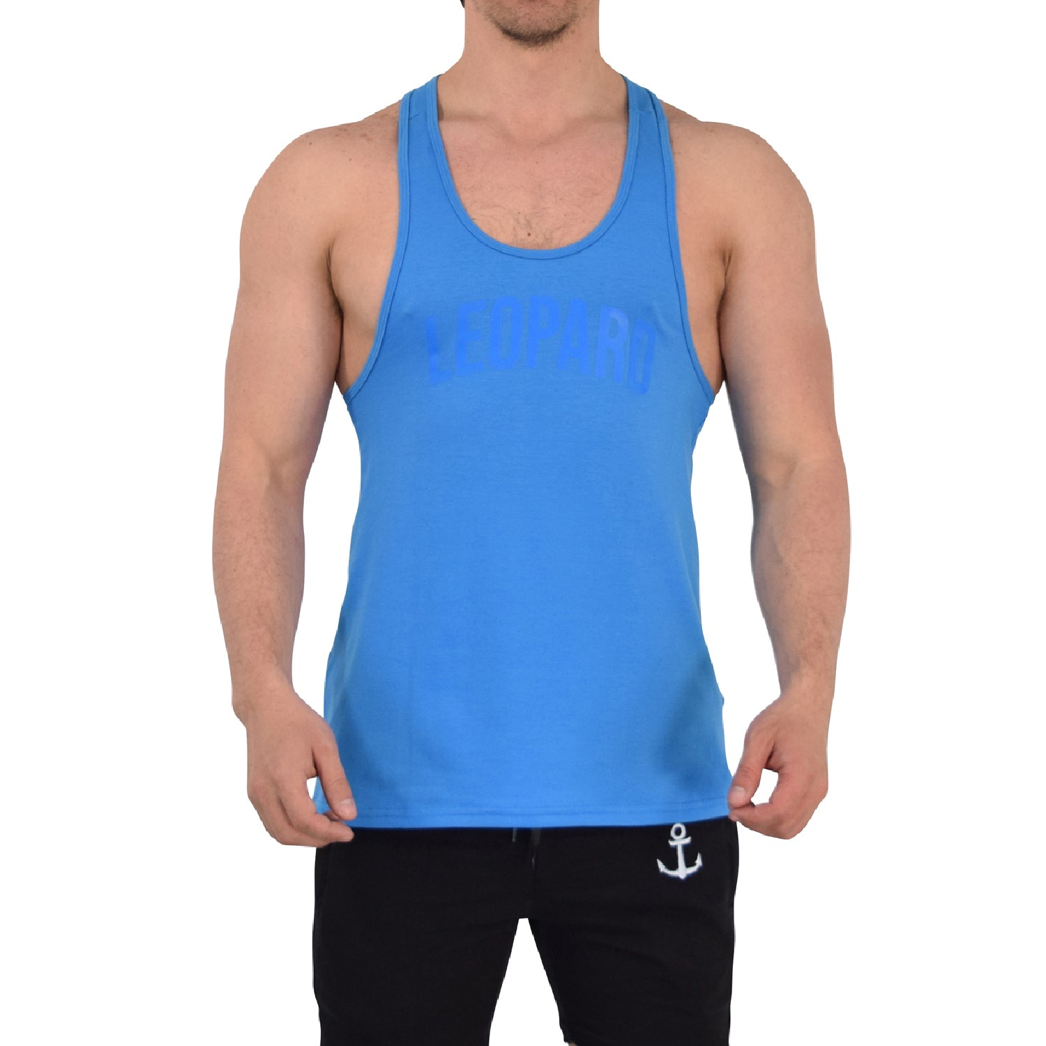 JOHN LEOPARD - Gym Stringer Tank Varsity Full French Blue