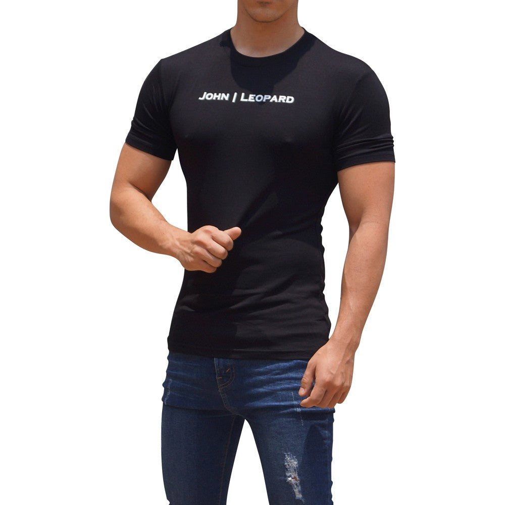 John Leopard - Playera Negra Classic Logo Manga Corta