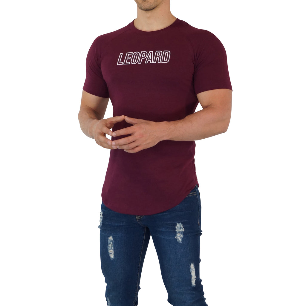 John Leopard - Playera Ranglan Burgundy Manga Corta Leopard Outline White – JOHN LEOPARD