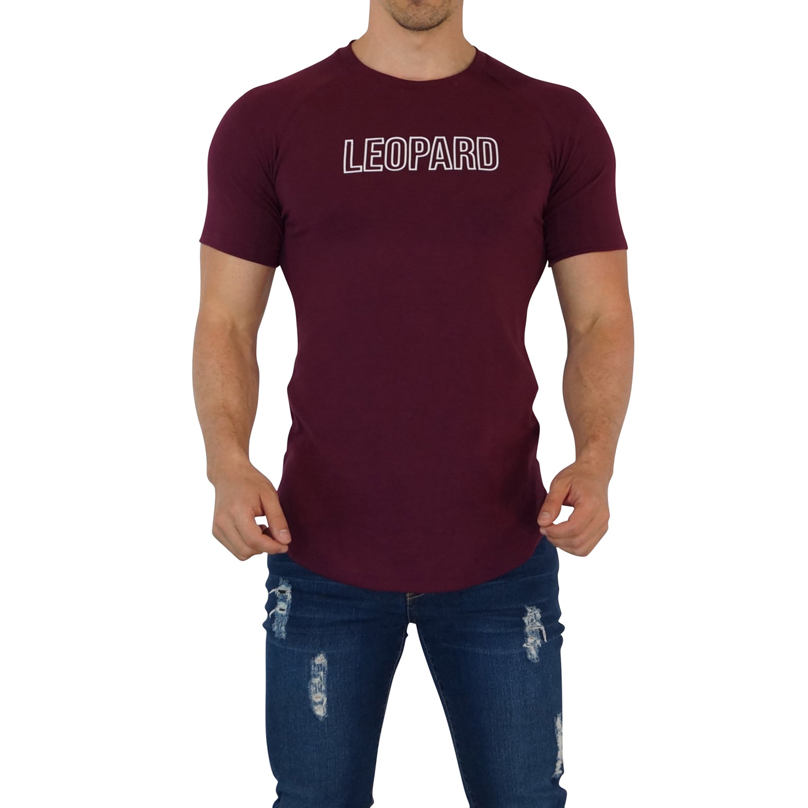 John Leopard - Playera Ranglan Burgundy Manga Corta Leopard Outline White – JOHN LEOPARD