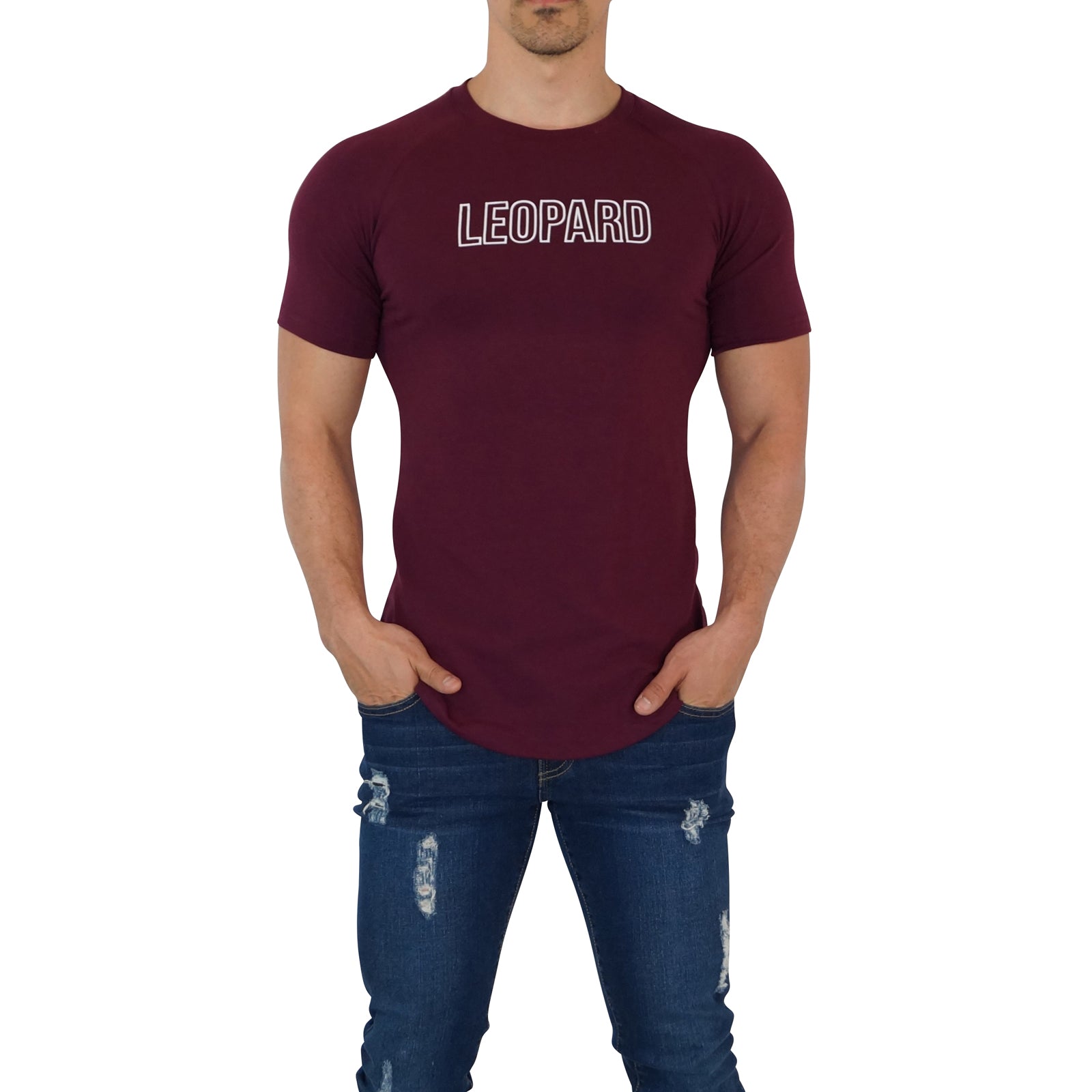 John Leopard - Playera Ranglan Burgundy Manga Corta Leopard Outline White – JOHN LEOPARD