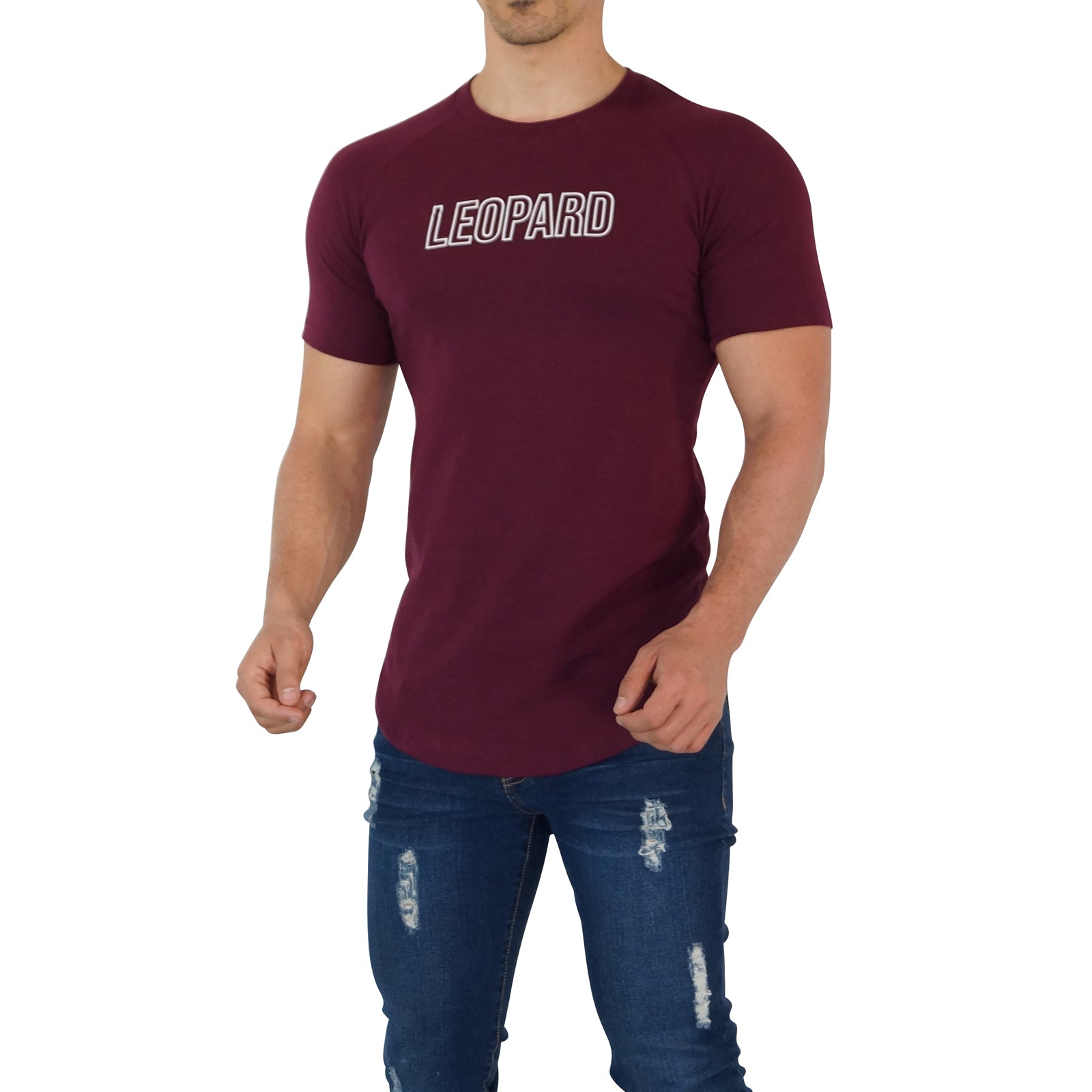 John Leopard - Playera Ranglan Burgundy Manga Corta Leopard Outline White – JOHN LEOPARD