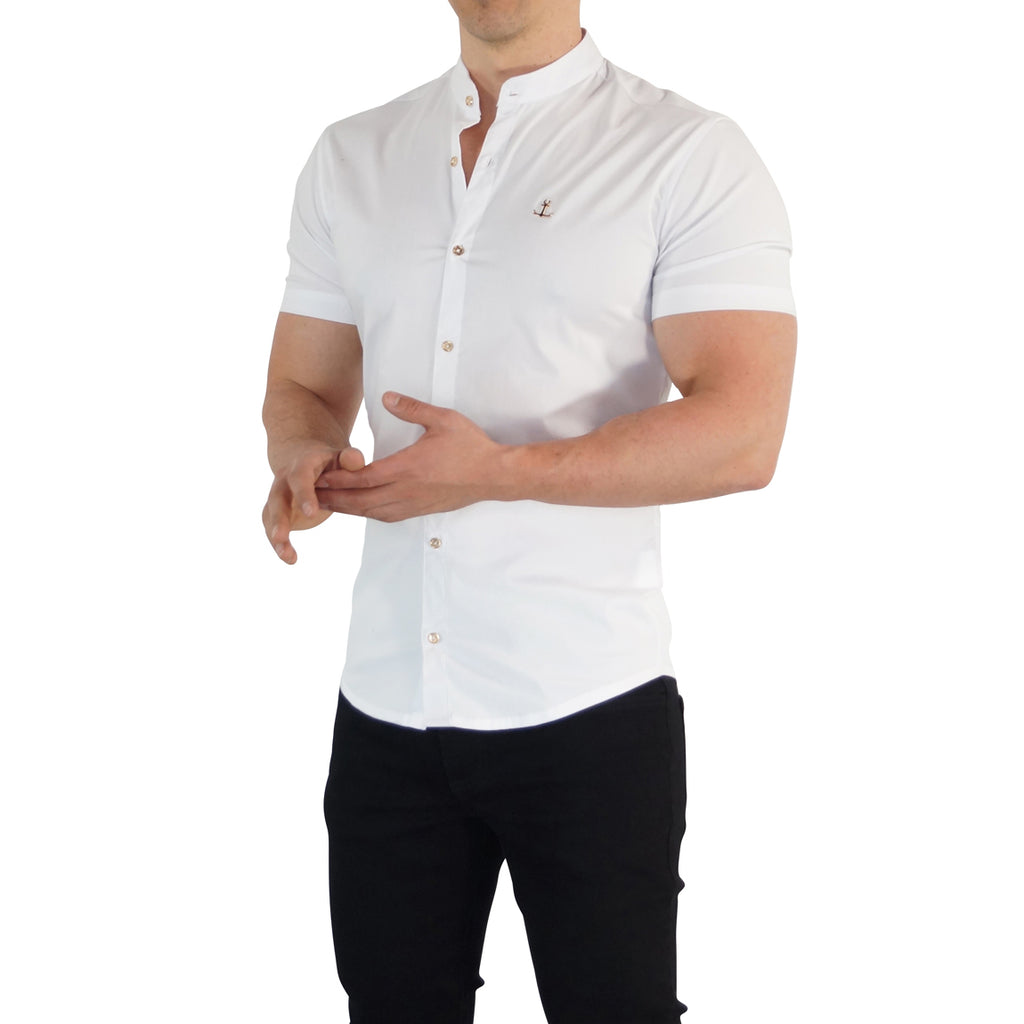 John Leopard - CAMISA JOHN LEOPARD MAO WHITE & GOLD METAL EMBLEM